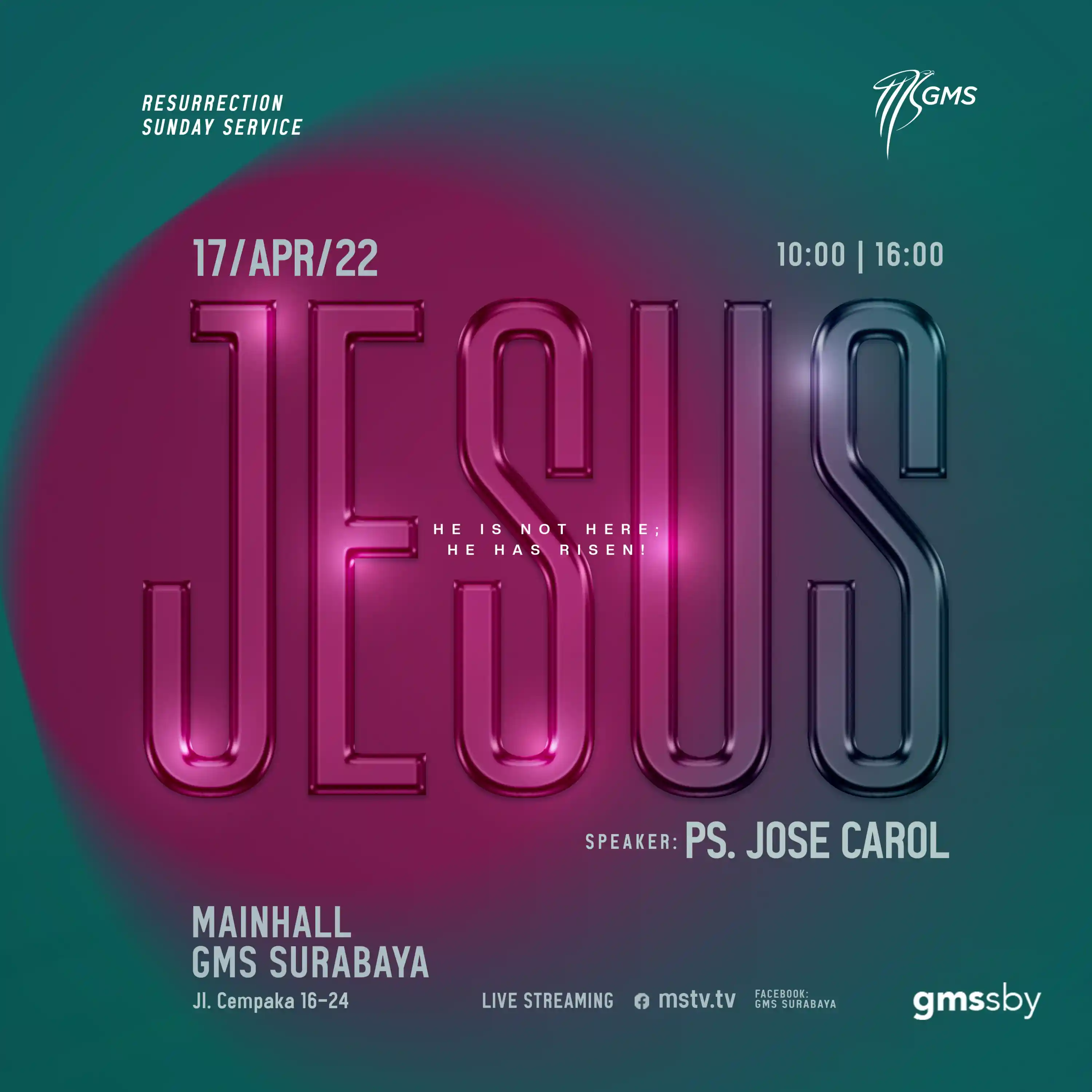 GMS Surabaya (gmssby) : "JESUS" | Ps. Jose Carol (JPCC-Jakarta) | GMS ...